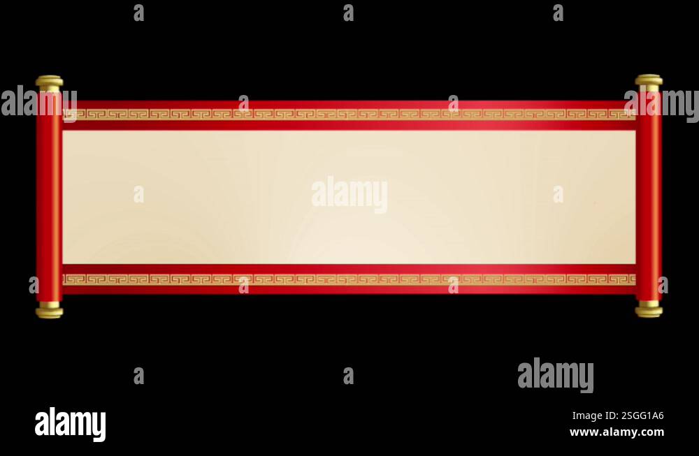 Animation red paper roll for texture chinese style on black background ...