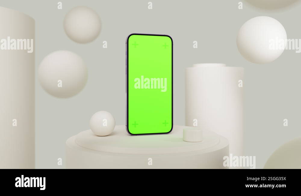 3d cg render of a latest phone, green screen chroma key tracking ...