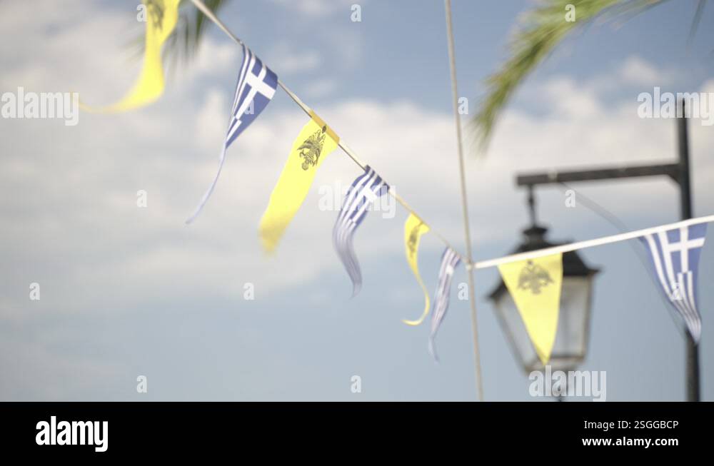 Line am small greek and orthodox yellow flags with double headed eagle ...