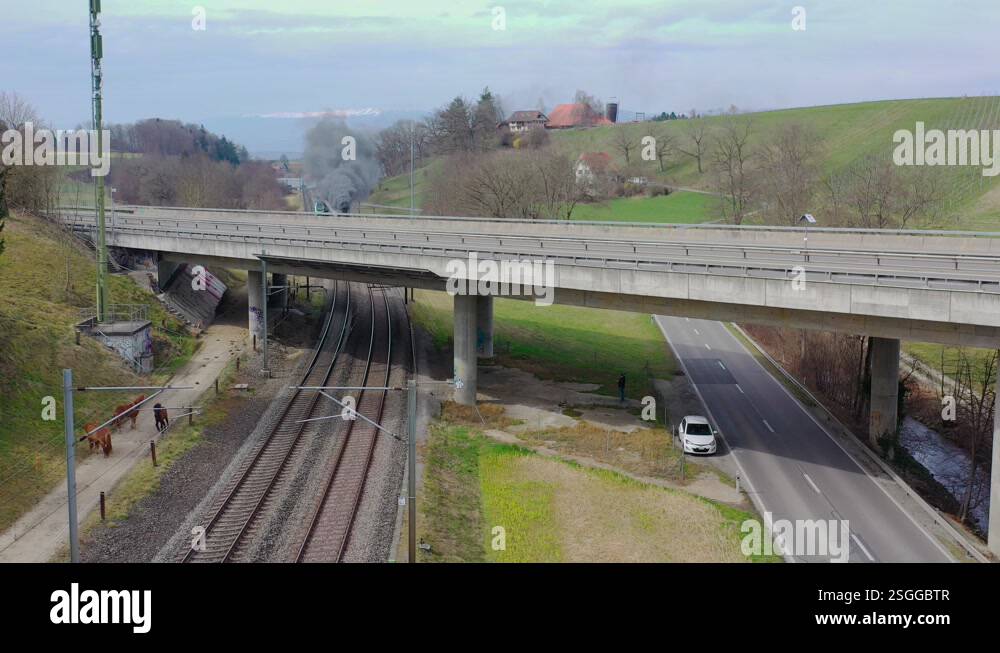 Pacific BR01 01 202 steam locomotive train traveling cross country in Stock Video Footage - Alamy