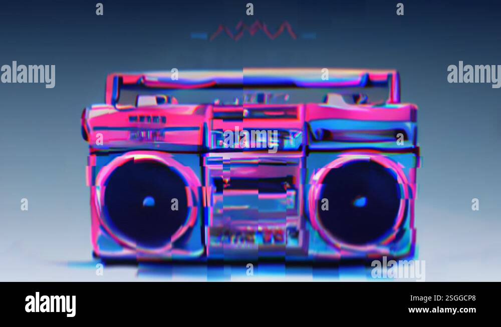 Retro Boom Box Radio Blaster Glitch Loop Animation 80s 90s Stock Video ...