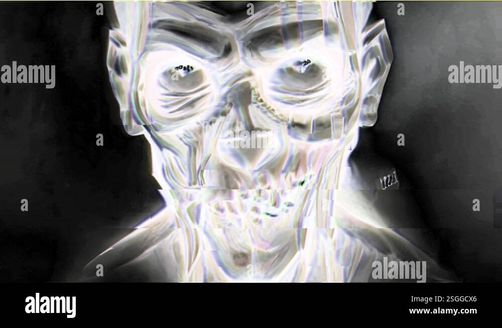 Scary Zombie Face Closeup Animation Horror Loop Stock Video Footage - Alamy