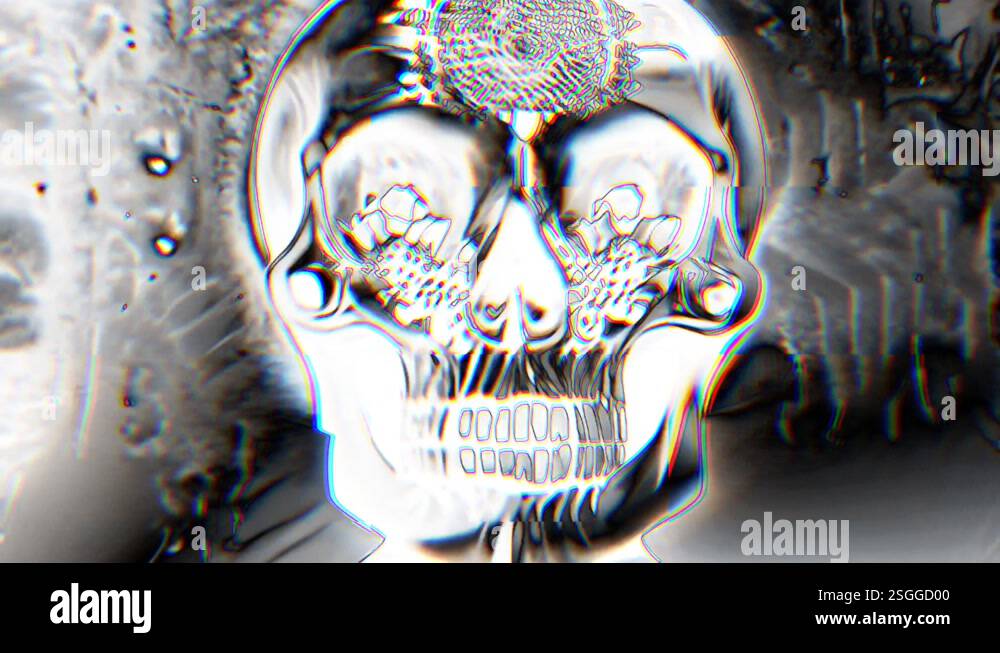 Scary Evil Human Skull Head Glitch Animation Horror Loop Stock Video ...