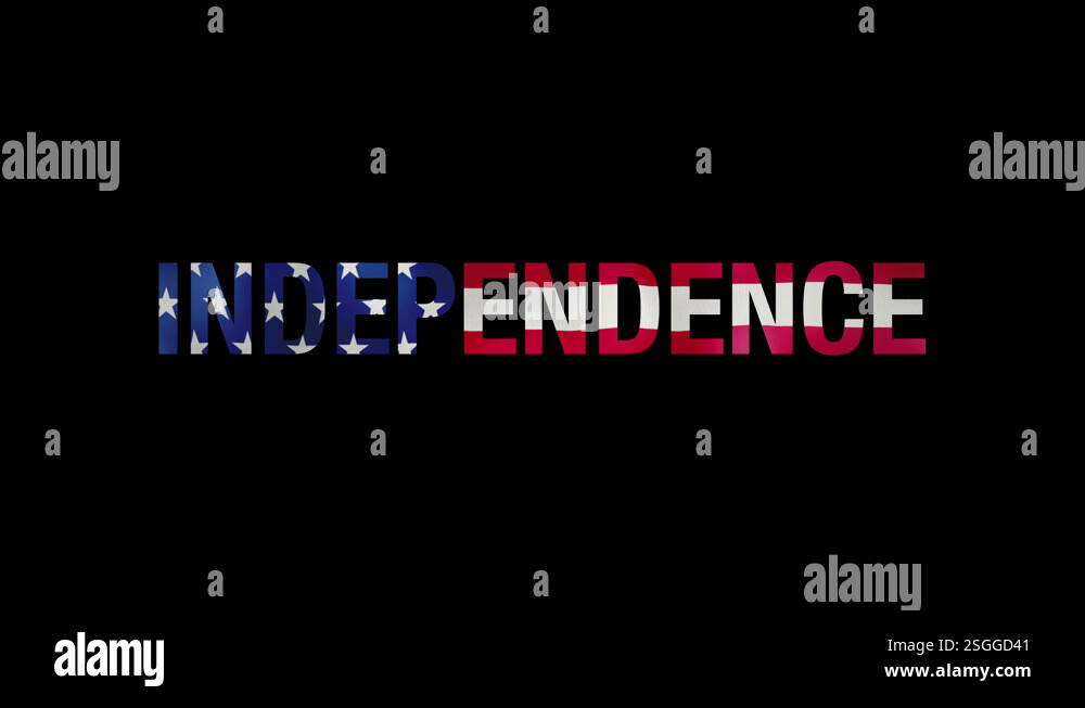Independence word with USA flag texture on black background Stock Video ...