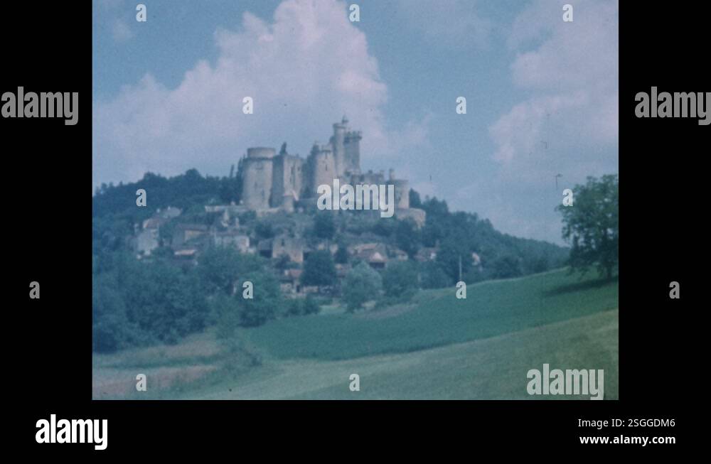 1950s:View of castle from yard. Side of castle walls Stock Video ...