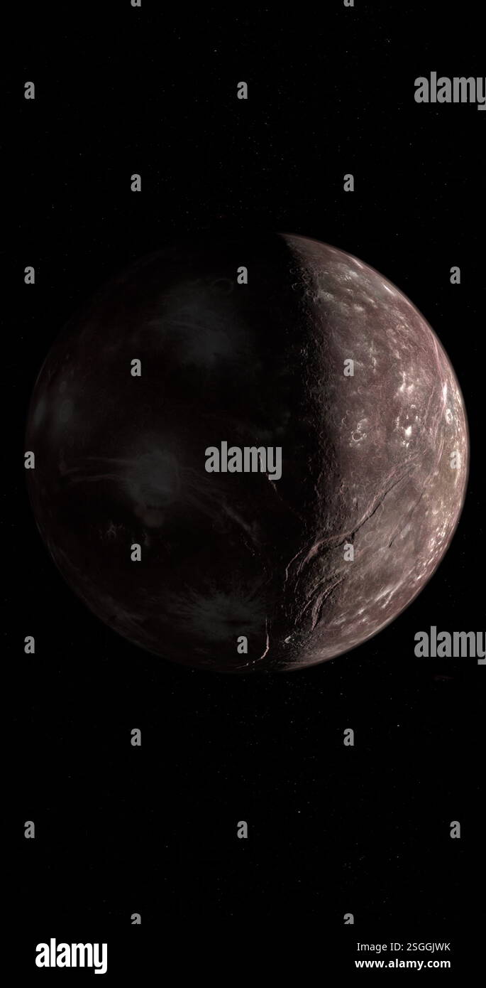 Titania moon, natural satellite of Uranus planet. Loop. 4K Vertical ...