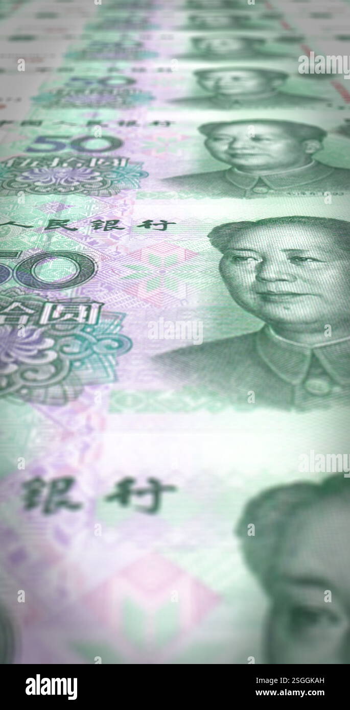 Banknotes of fifty renminbi chinese rolling, cash money, loop. 4K ...