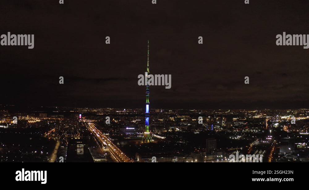 Aerial view of Ostankino tower in Moscow, Russia Stock Video Footage ...