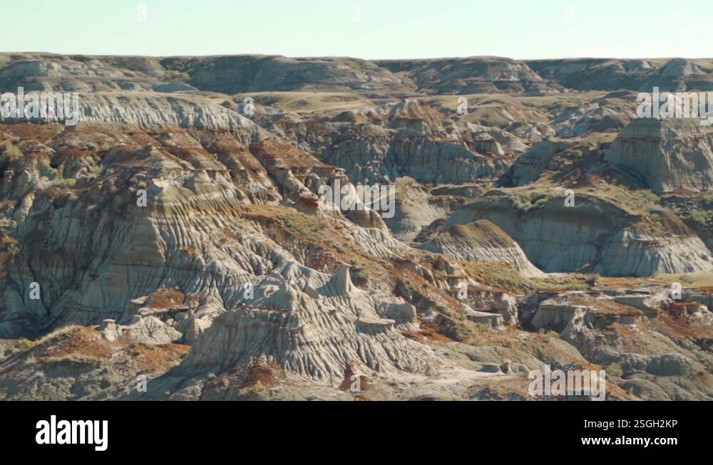 Bandlands and Hoodoos in a desert dry climate in Alberta, Canada during ...