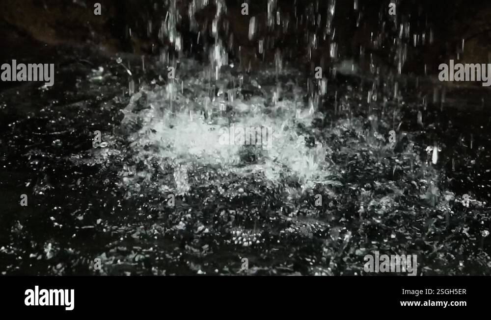 Splashing Freshwater From The Spring Of A River Mountain. Slow Motion ...