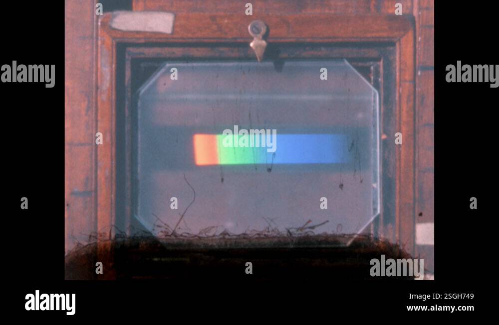 1950s: Prism in camera lens. Light meter with needle moves when metal ...