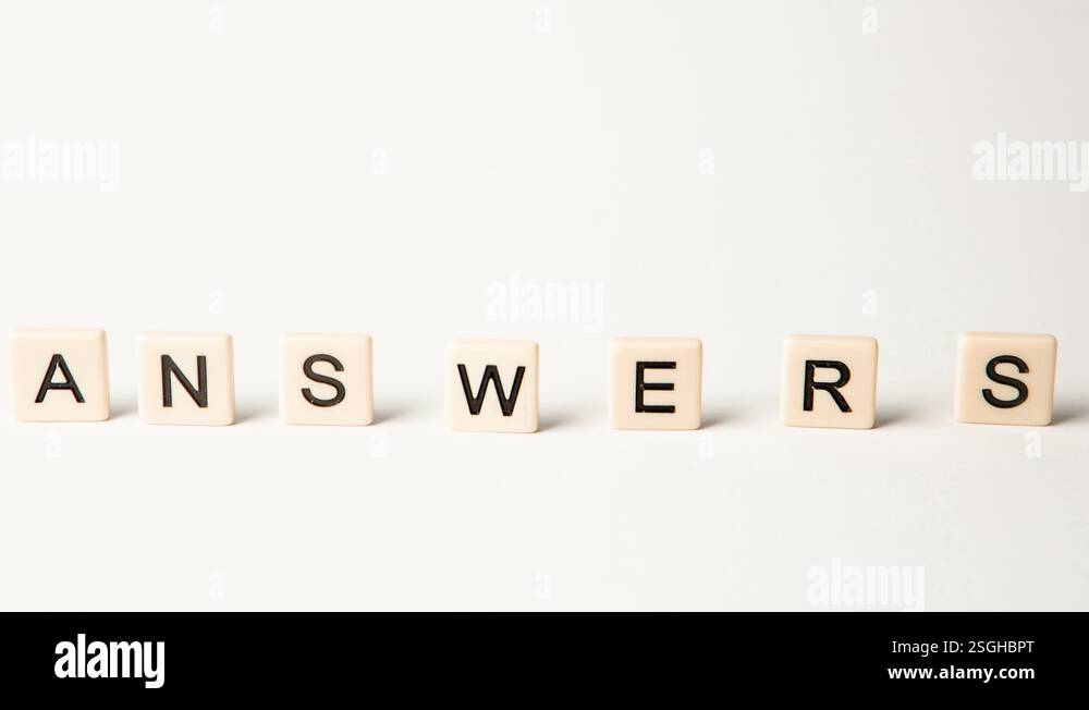 Letter pieces spelling answers and questions standing up and moving ...