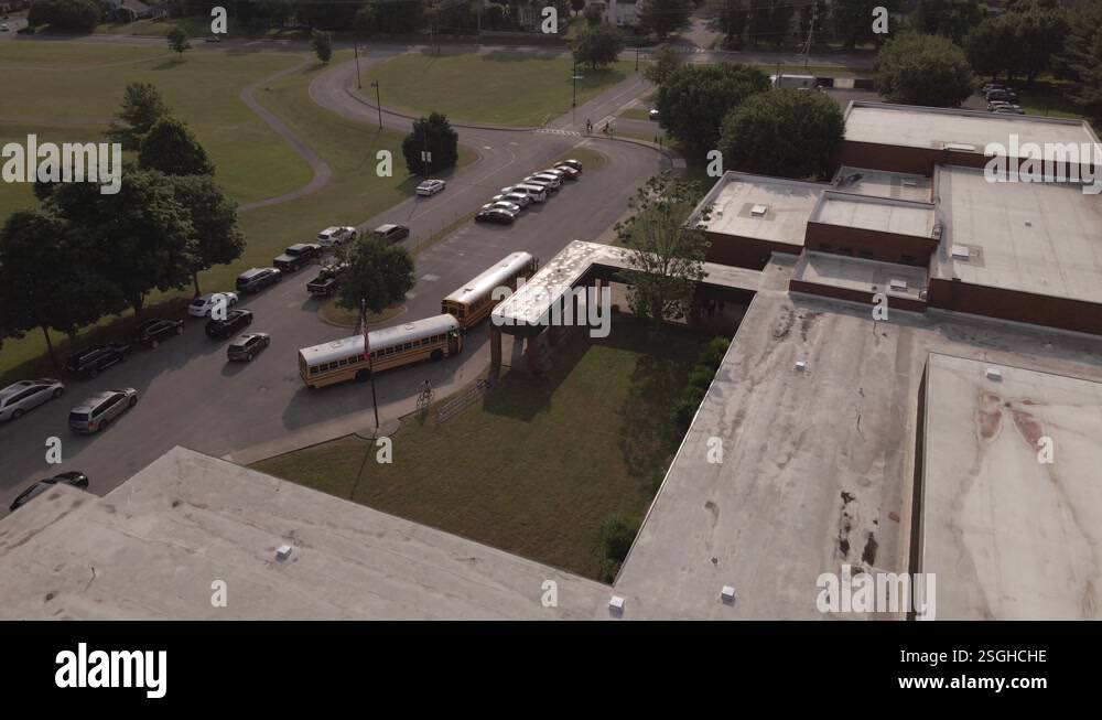 Overhead of school during dropoff Stock Video Footage - Alamy