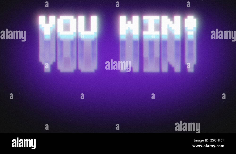 You win retro text 80s style glitch vintage mood animation, noisy ...
