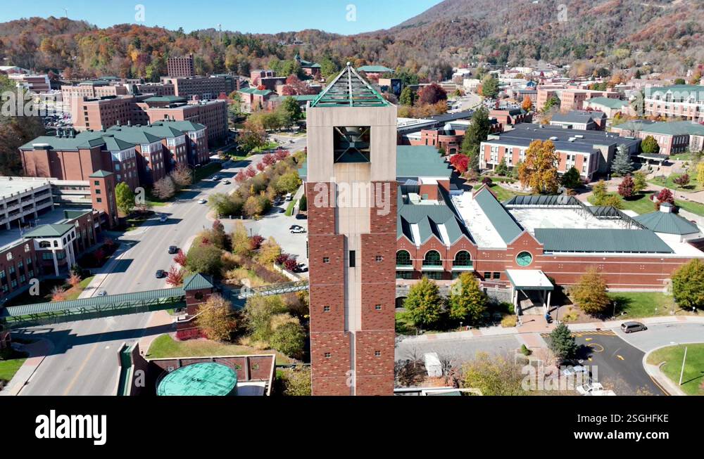 Appalachian State Campus in Boone NC, North Carolina aerial Stock Video ...