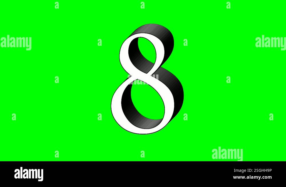 Number 8 eight animation green screen .motion graphics design cartoon ...