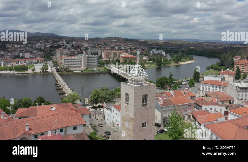 Church of Our Lady of the Incarnation Tower With Tua River Bridge In ...