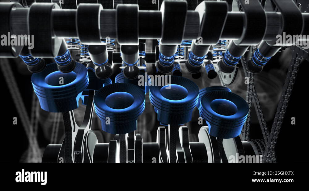 Close Up V8 Engine Animation With Moving Engine Parts Stock Video ...