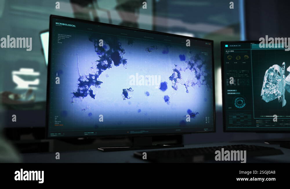 Biological Microbe Study System Shows Scientific Data During ...