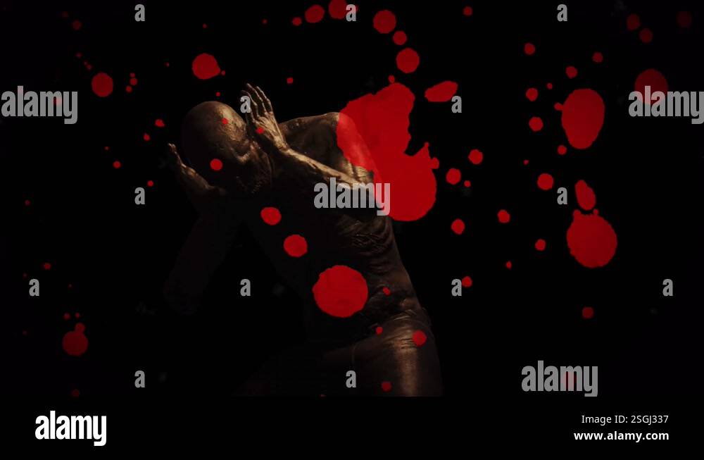 Animation of zombie with blood marks on black background Stock Video ...