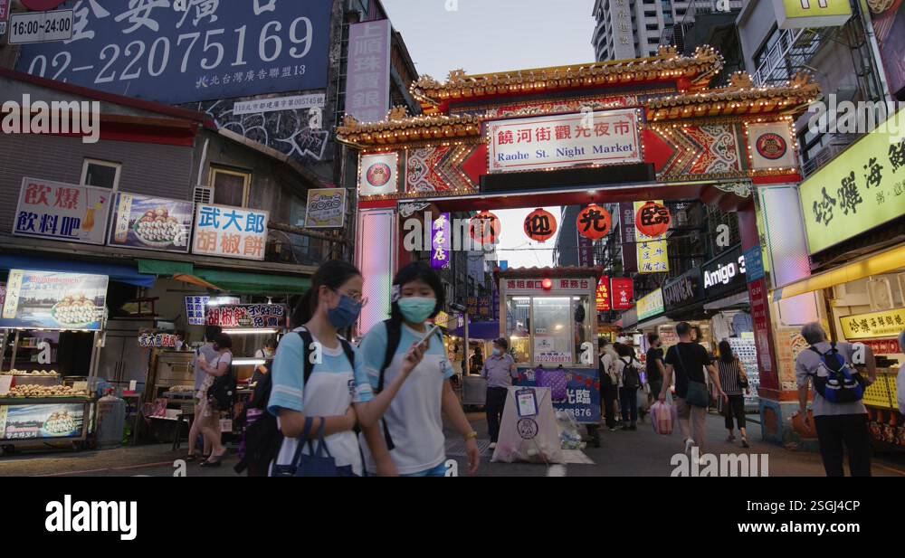 Taipei, Taiwan 27 September 2022: Raohe St. night market in Taipei of Taiwan Stock Video Footage ...