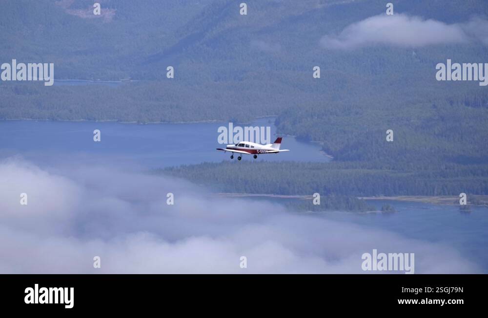 Beautiful View of Small Single Engine Aircraft Flying in the Air Stock ...