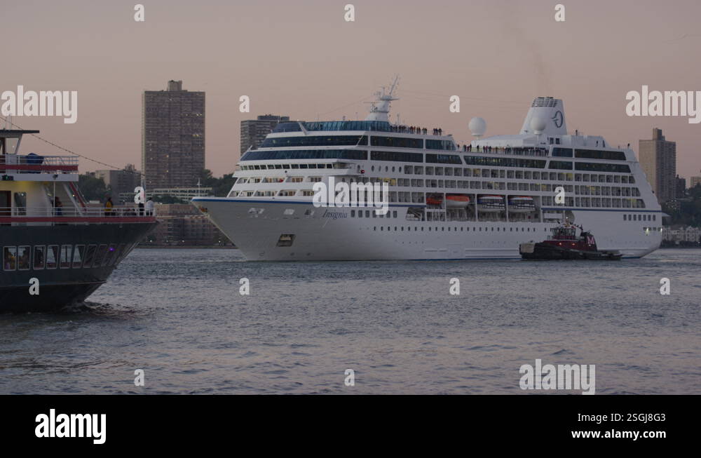Forward Bow Of Passenger Cruise Ship Being Assisted By Tug Boat On East ...