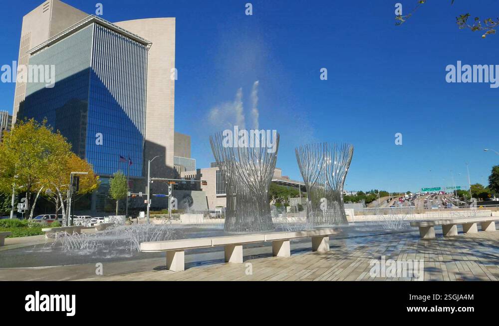 Nancy Best Fountain in Klyde Warren Park in Downtown Dallas Texas Stock ...