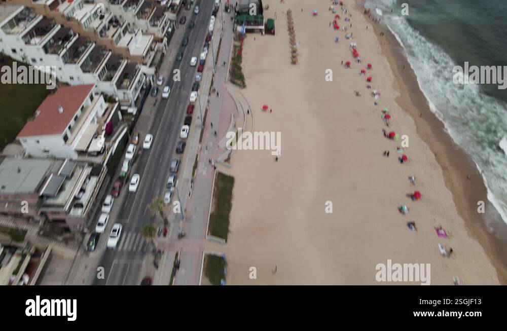 Reñaca beach in Viña del mar, Chile, uhd 4k aerial Stock Video Footage ...