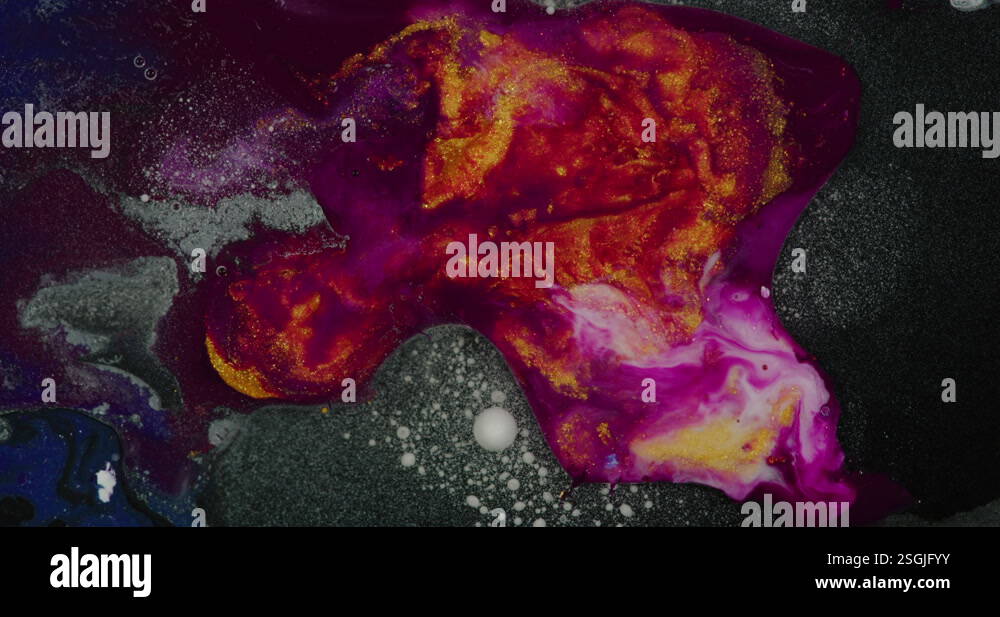 Overflow of mixed colors at one point. Color ink colliding. 4K abstract ...