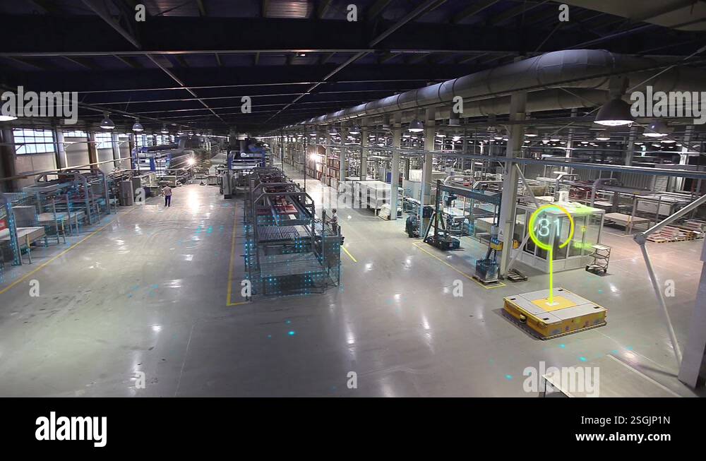 Robots in an automated factory.Automated factory with self-managed ...