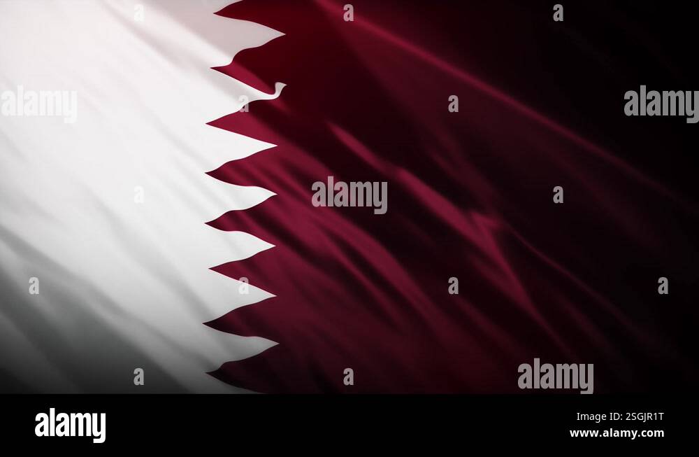 Qatar flag full screen loop background waving in the wind Stock Video ...