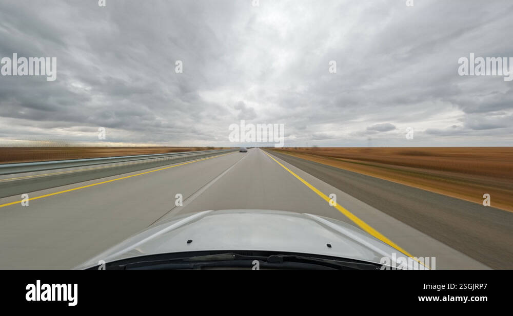 Medium-speed POV timelapse on a plain Highway at cloudy day Stock Video ...