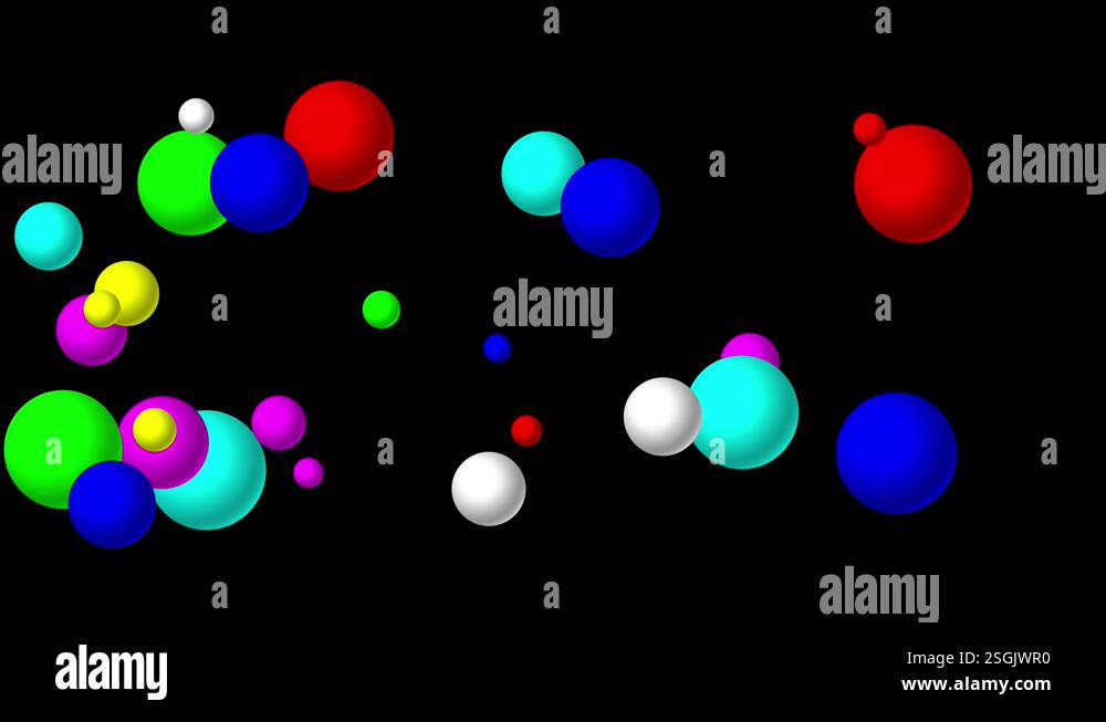 Moving colorful spheres motion graphics with plain black background ...