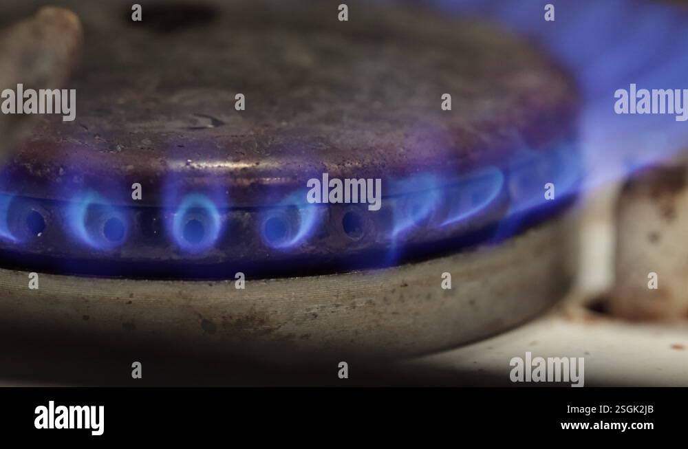 The Burner Fire Has Gone Out At The Old Kitchen Gas Stove. 60 FPS, 4k ...