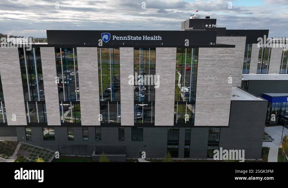 Penn State Health. New hospital, Lancaster Medical Center. Aerial truck ...