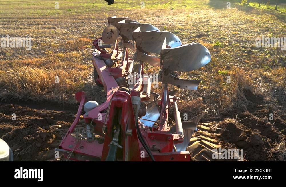 Hydraulic Reversible Plough Drawn By Farm Tractor Forming Ends Of The ...