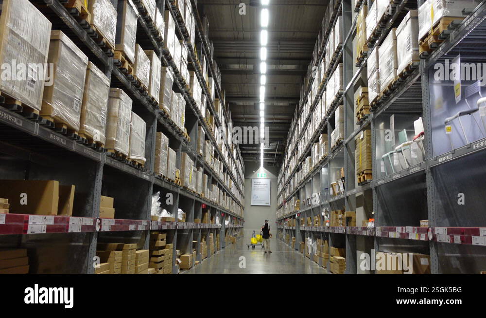 Bangkok, Thailand 23 Jan 2022: People Inside IKEA cargo storage pallets ...