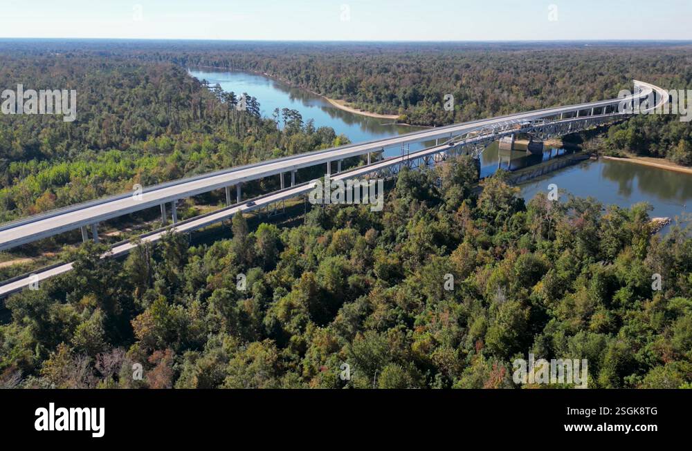 Florida state road 20 crossing the Apalachicola River viewed from above ...
