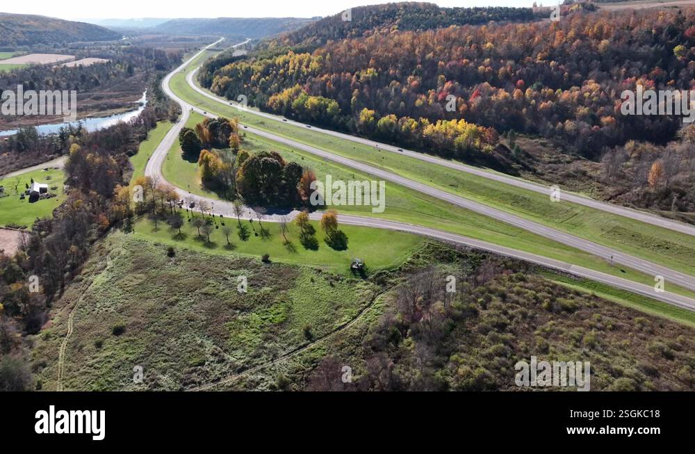 Rest stop and overlook on interstate highway while traveling on ...