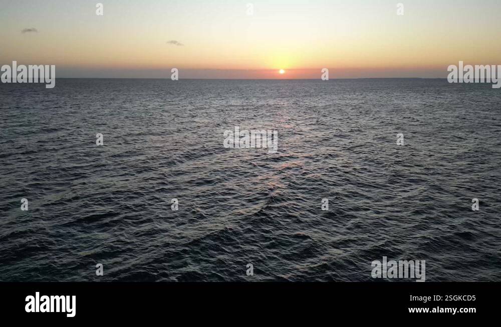 Indian Ocean sunset horizon at Kusini beach East Zanzibar Island ...