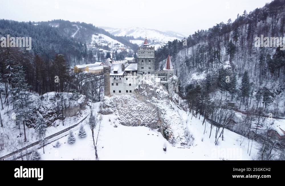 Bran Castle dressed in snow, the legendary landscape of Dracula Stock ...