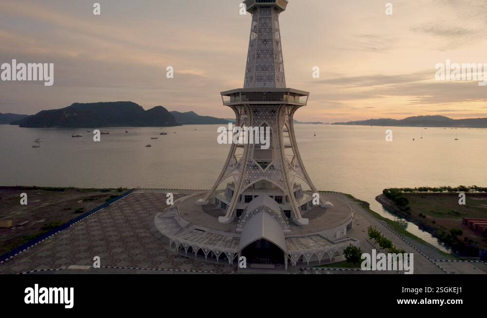 Maha Tower Skyline In The Seafront Of Kuah City In Langkawi, Kedah ...