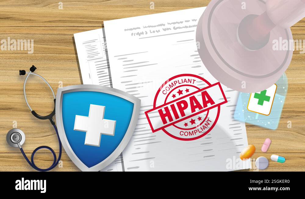HIPAA Compliant Stamp on Reports in 4K with Illustrated Cartoon ...