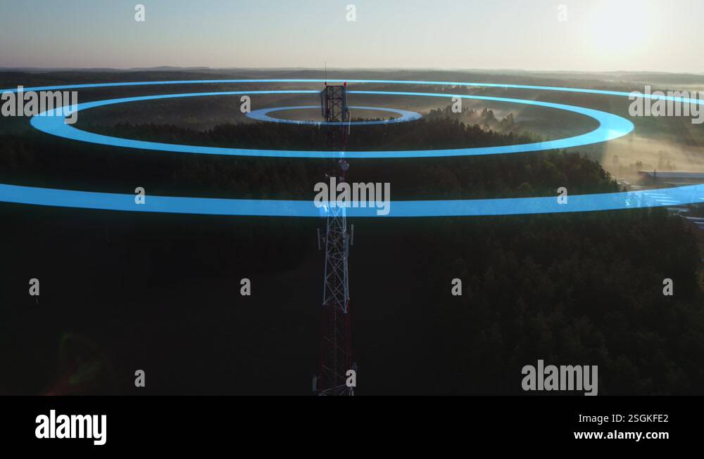 Visualization of radio waves transmitted by a mobile telecommunication ...
