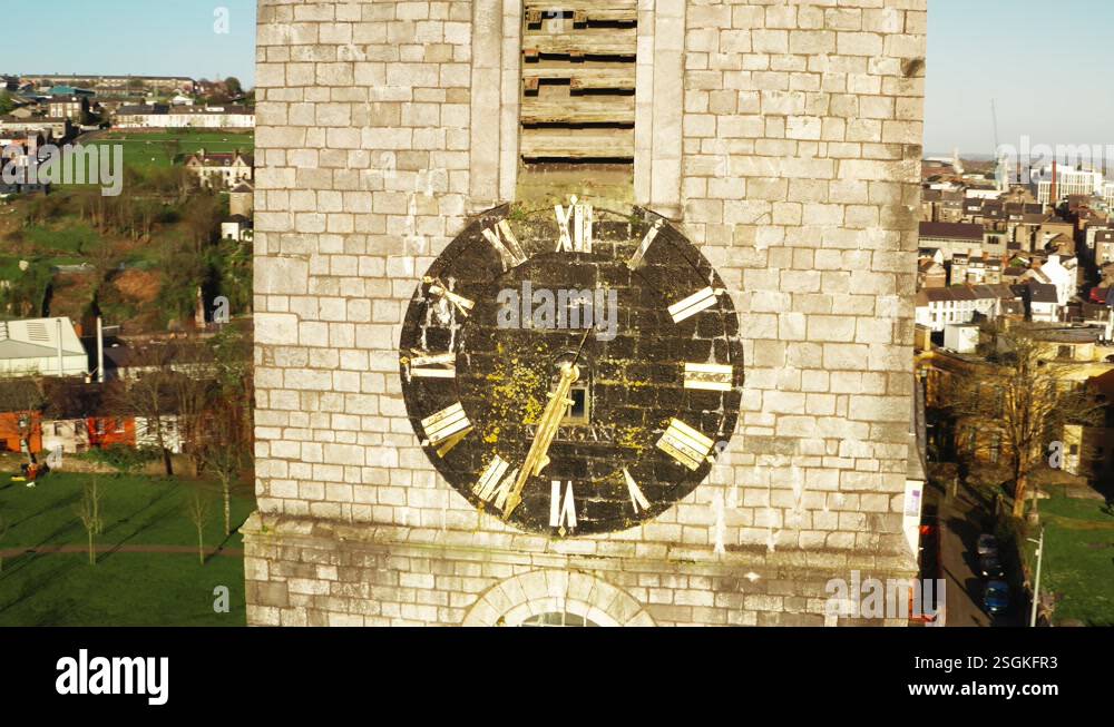 Shandon Bells and Tower St Anne's aerial view very close rotation ...