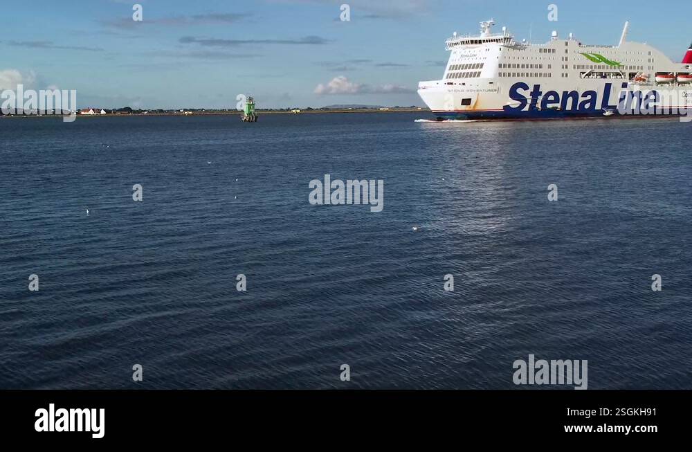 Stena Line Cross Channel Ferry arriving at Dublin Port Stock Video ...