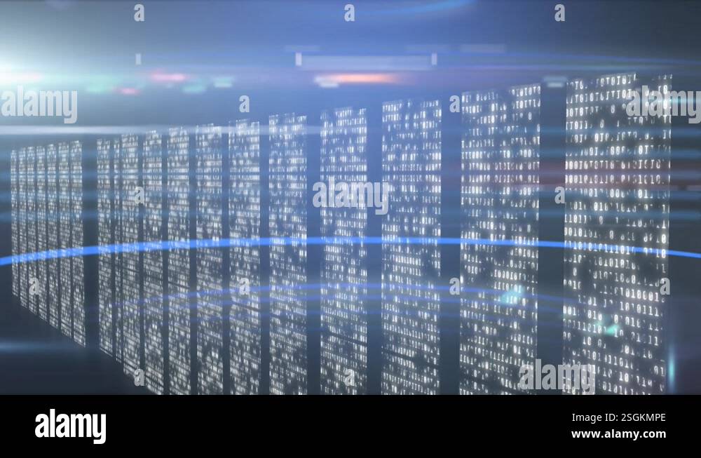 Spot of light and microprocessor connections over empty computer server room Stock Video Footage ...