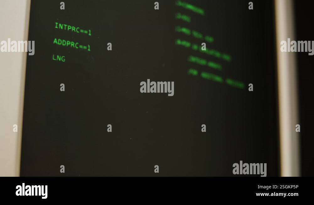 Retro pc with loading code console, programmer making scripts, green basic Stock Video Footage ...