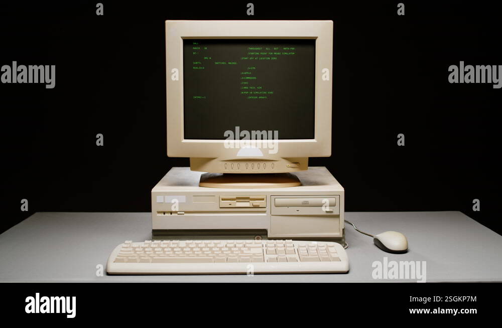 Retro pc with loading code console, programmer making scripts, green basic Stock Video Footage ...